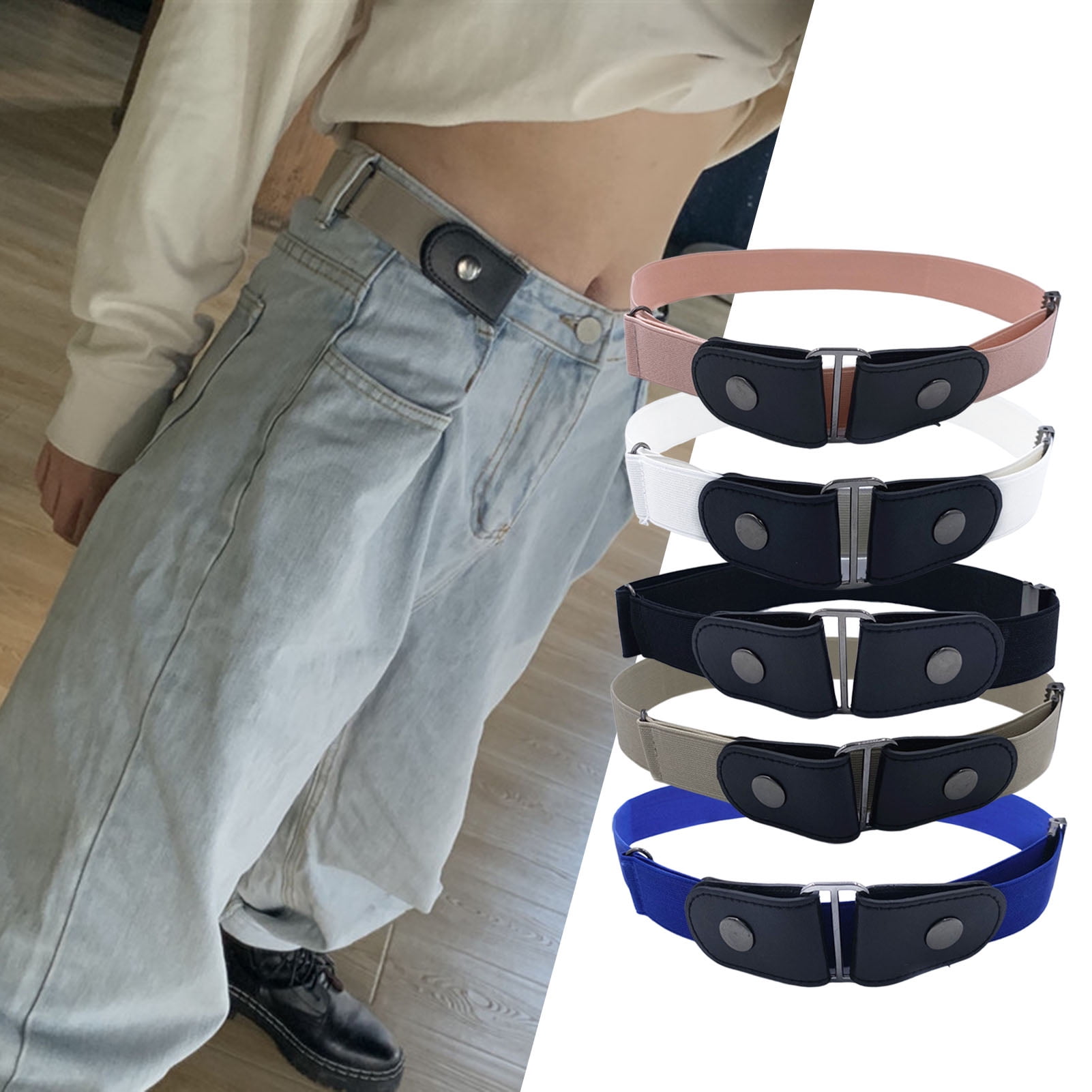 Anvazise Adjustable Invisible Solid Color Snap Closure Unisex Belt No ...