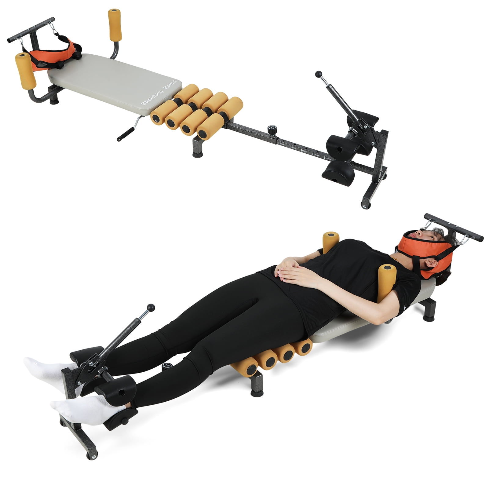 Anvazise Back Stretch Bench with Cervical Traction, Length Adjustable ...