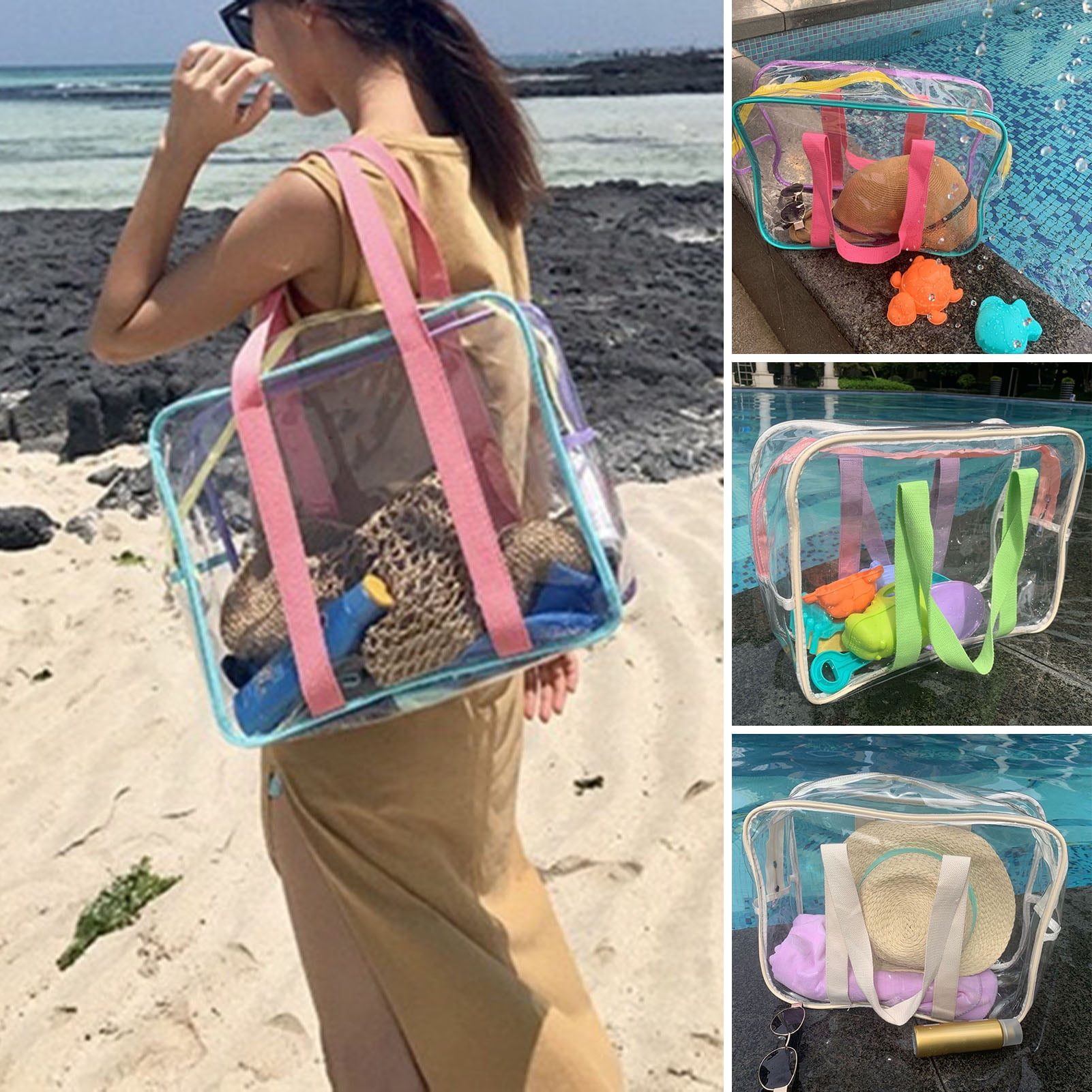 Anvazise Beach Bag Waterproof Folding High Capacity See Through Smooth ...