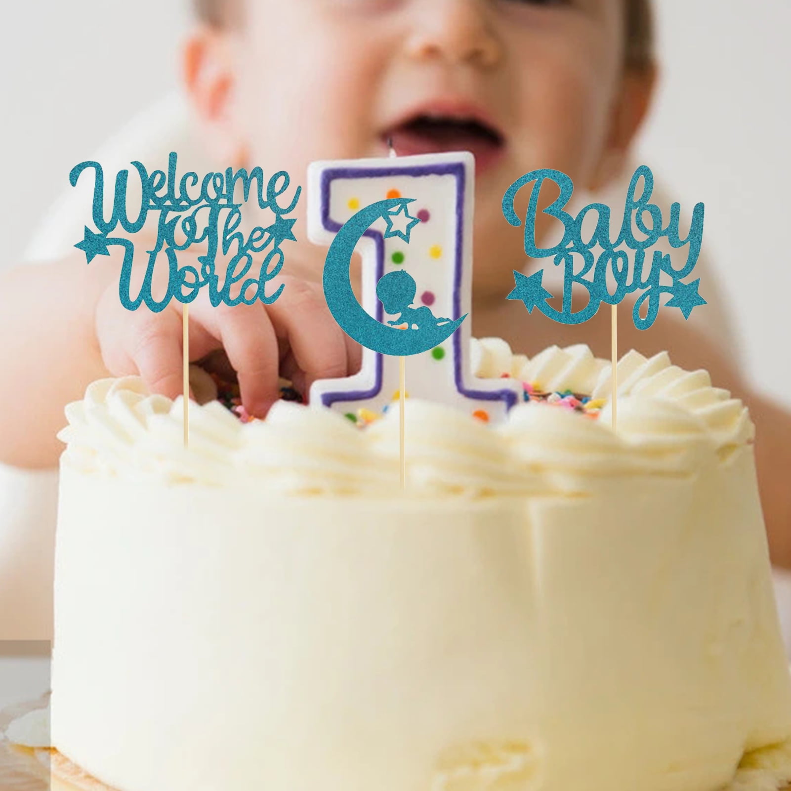 Anvazise Beautiful Glitter Surface Cake Topper Decorative Festive Touch ...