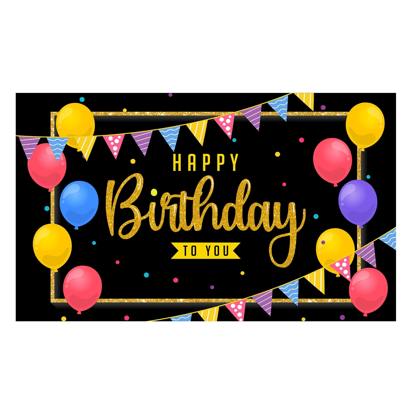 Anvazise Birthday Clear Printing Glitter Polyester Happy Birthday Party ...