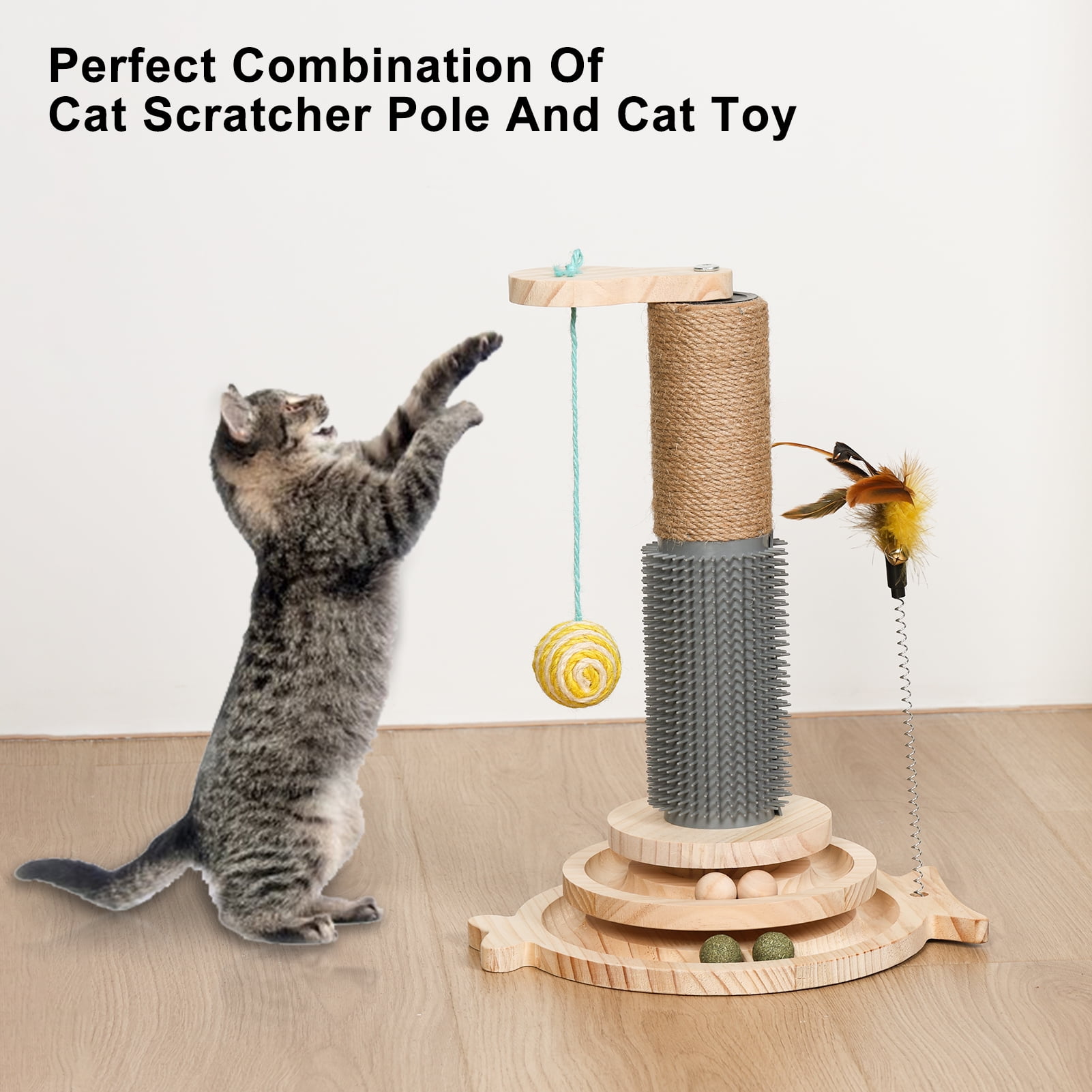 Anvazise Cat Ball Track Toy, Cat Scratching Post Cat Scratcher with ...