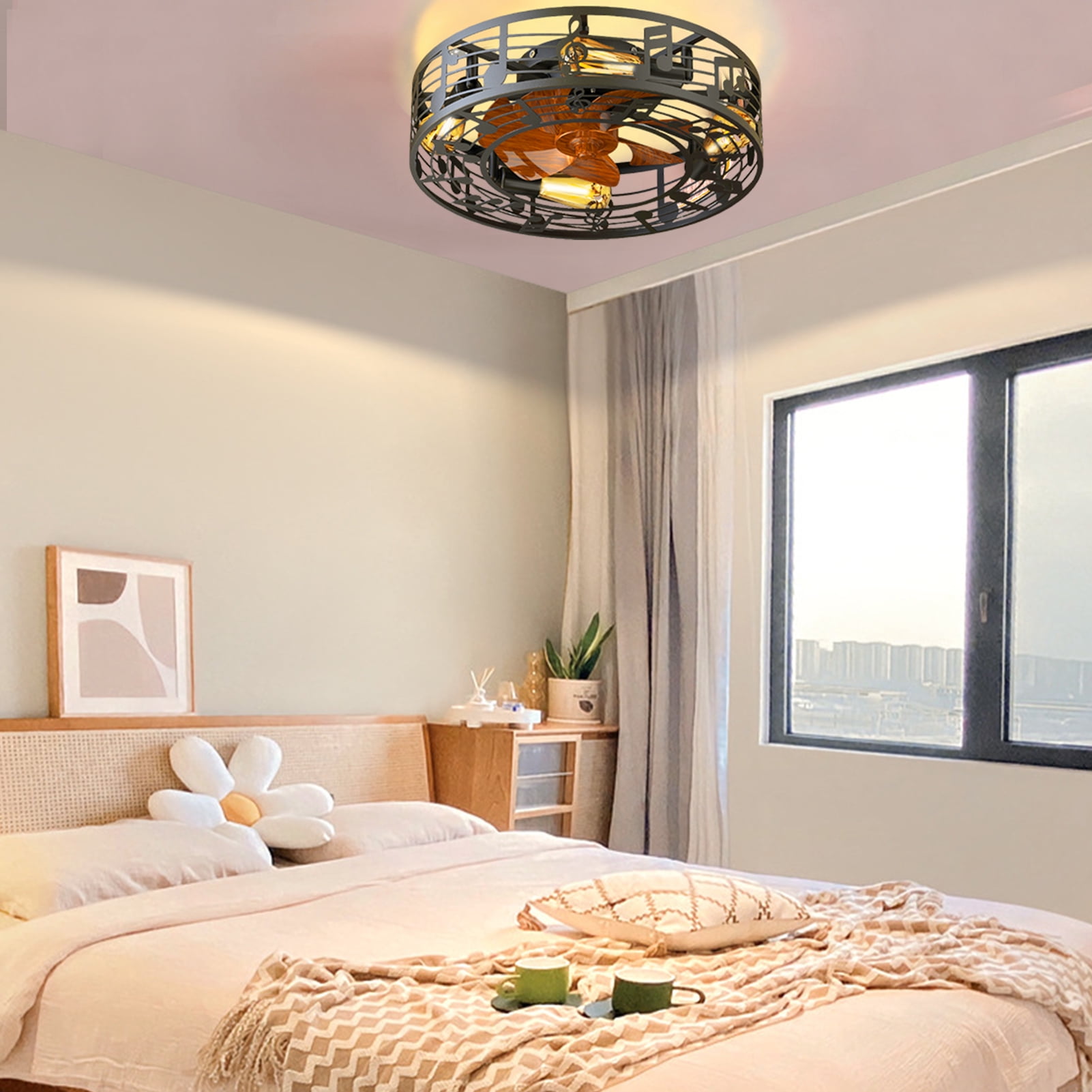 Anvazise Ceiling Fan with Light, 20" Ceiling Fan with Remote Control ...