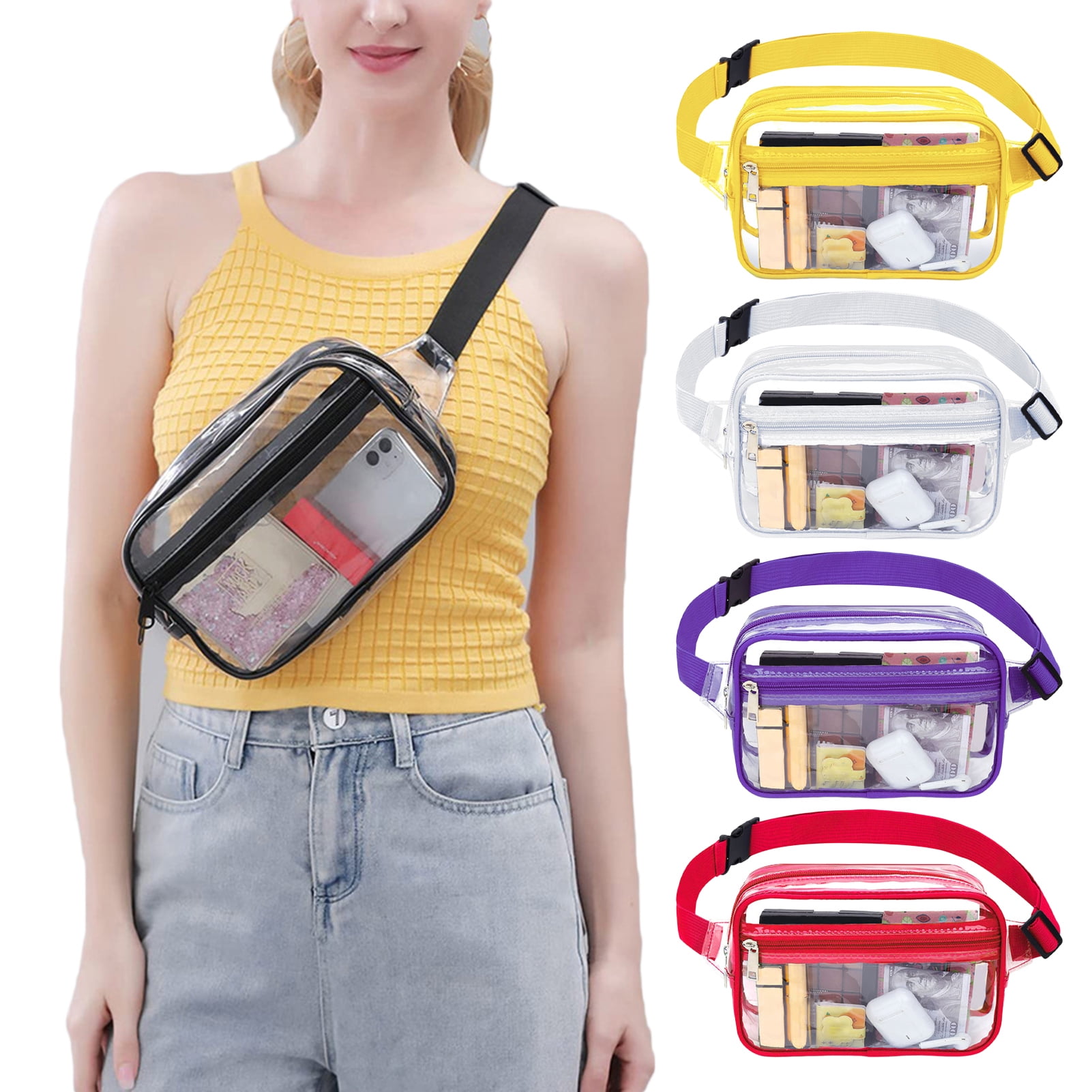 Anvazise Clear Fanny Pack with Adjustable Strap Large Capacity Waterproof PVC Quick Release ...