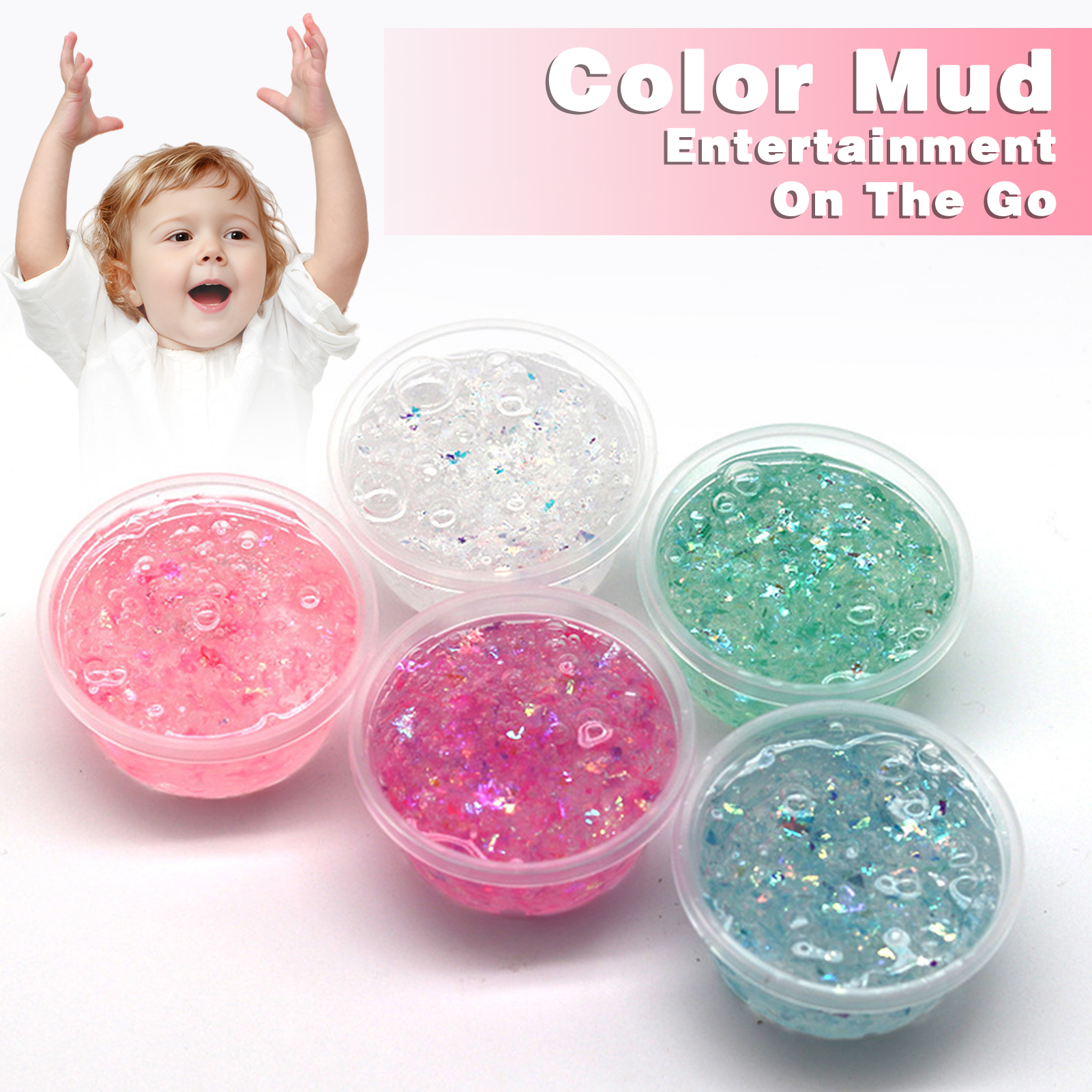 Anvazise Color Mud Portable Mermaid Sequin Compact Size Non-sticky Fun ...