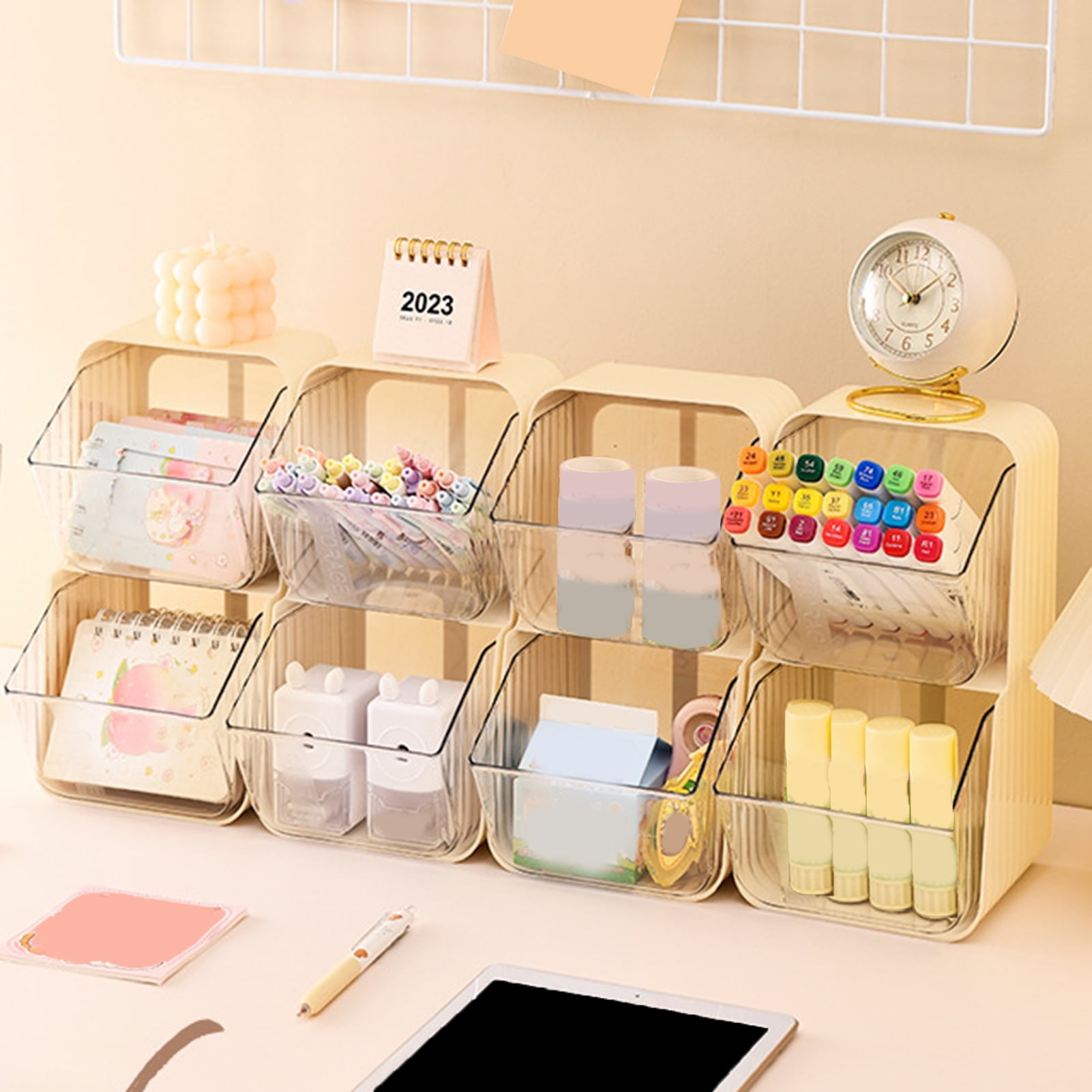 Anvazise Desktop Sundries Storage Box,Transparent Double Layers with 2 ...