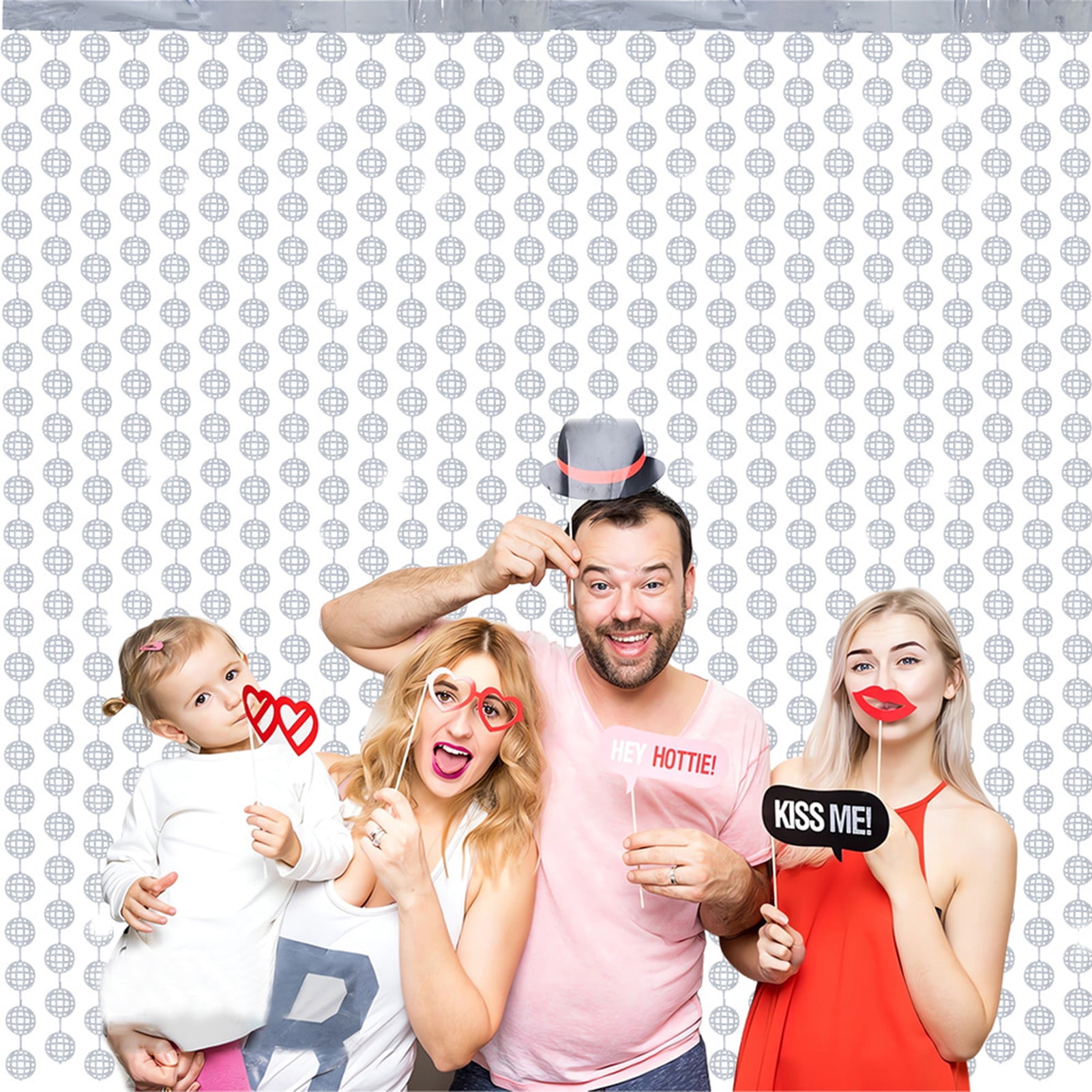 Anvazise Disco Ball Photo Booth Props Silver Color Disco Foil Fringe ...