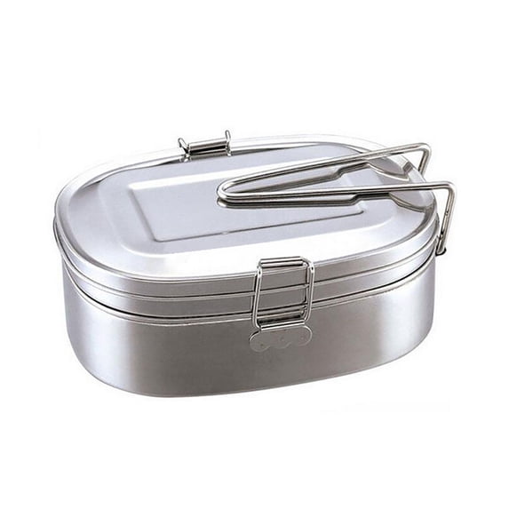 Anvazise Double Layers Bento Lunch Box Student Stainless Steel Food ...