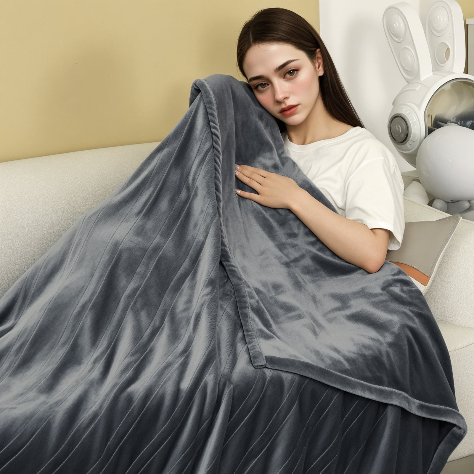 Anvazise Dual-Sided Flannel Electric Heating Blanket, 10 Levels ...