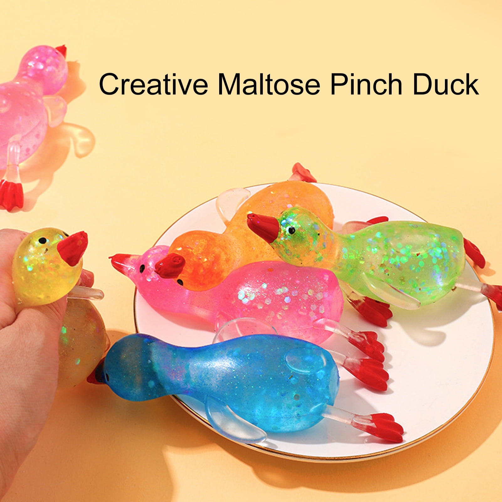 Anvazise Duck Squeeze Toy Stretchy Slow Rebound Glitter Maltose Soft ...