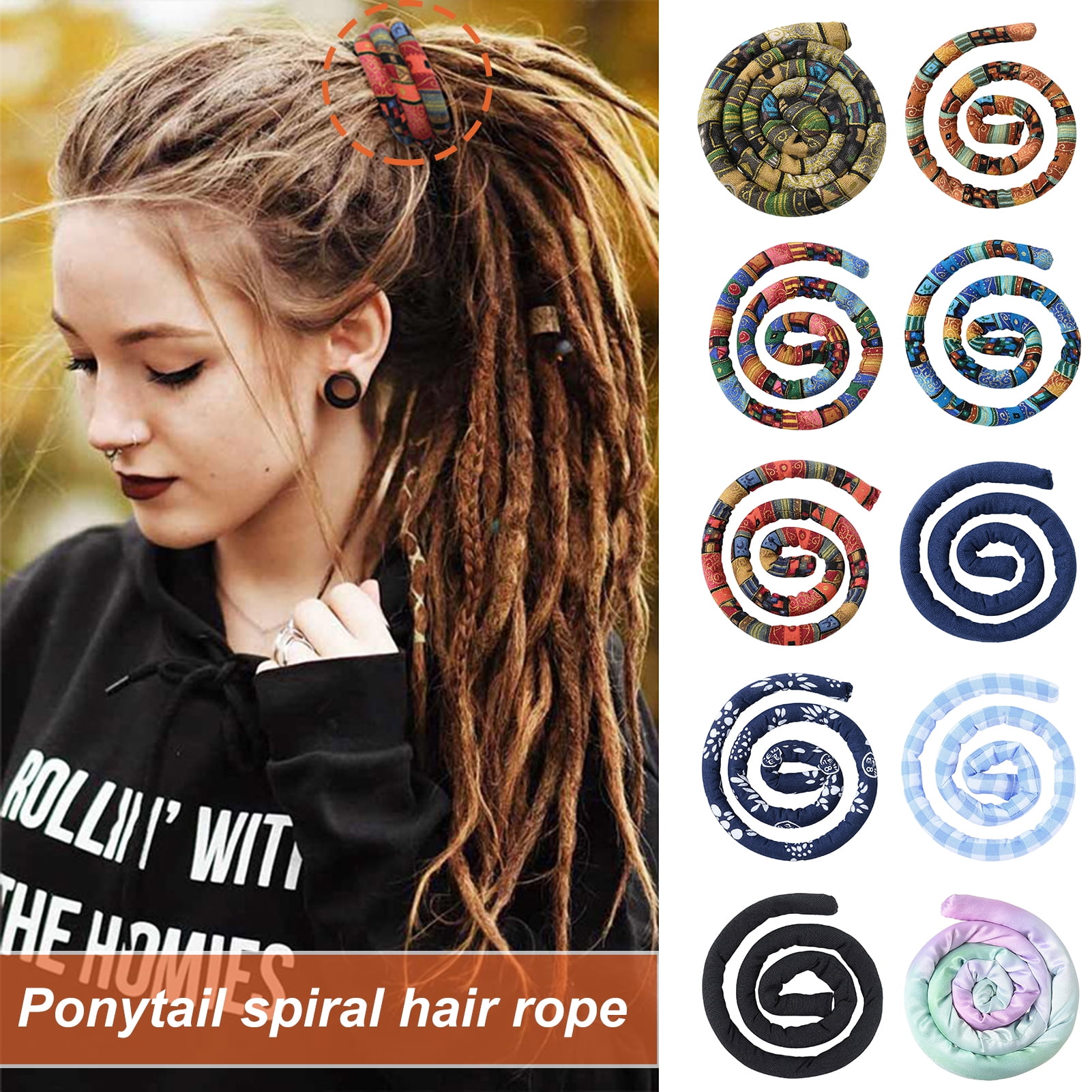 Anvazise Ethnic Style Retro Print Dreadlocks Hair Tie Handmade Flexible ...
