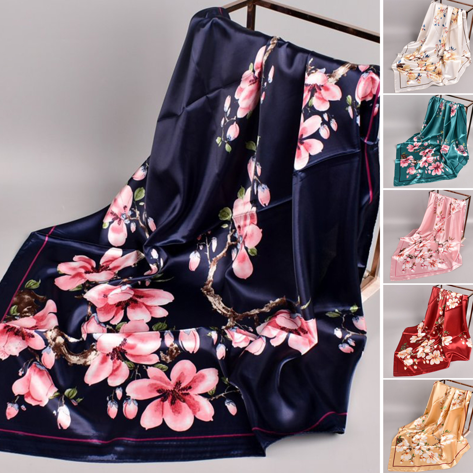 Anvazise Exquisite Sunscreen Decorative Silk Scarf Women Elegant Peach ...