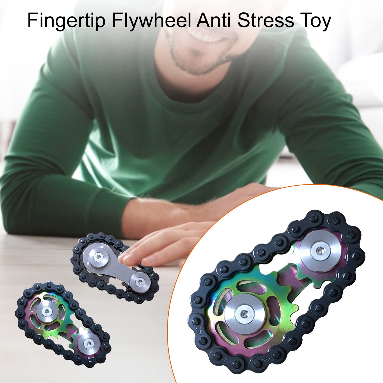 Anvazise Fingertip Fidget Toy Portable Stainless Steel Gyro Sprocket ...