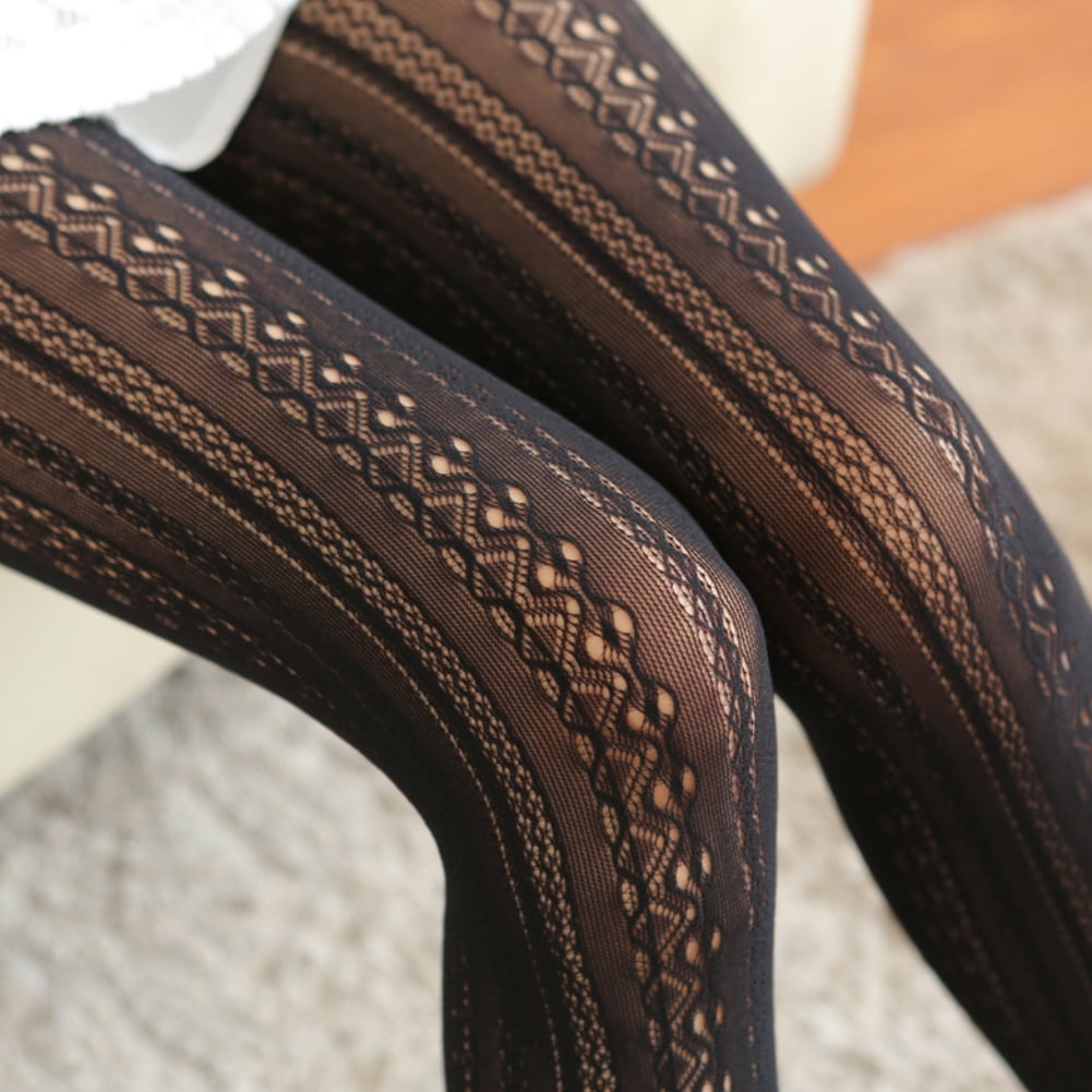 Anvazise Fishnet Hollow Out Lace Vertical Strips Pantyhose Tights Women ...