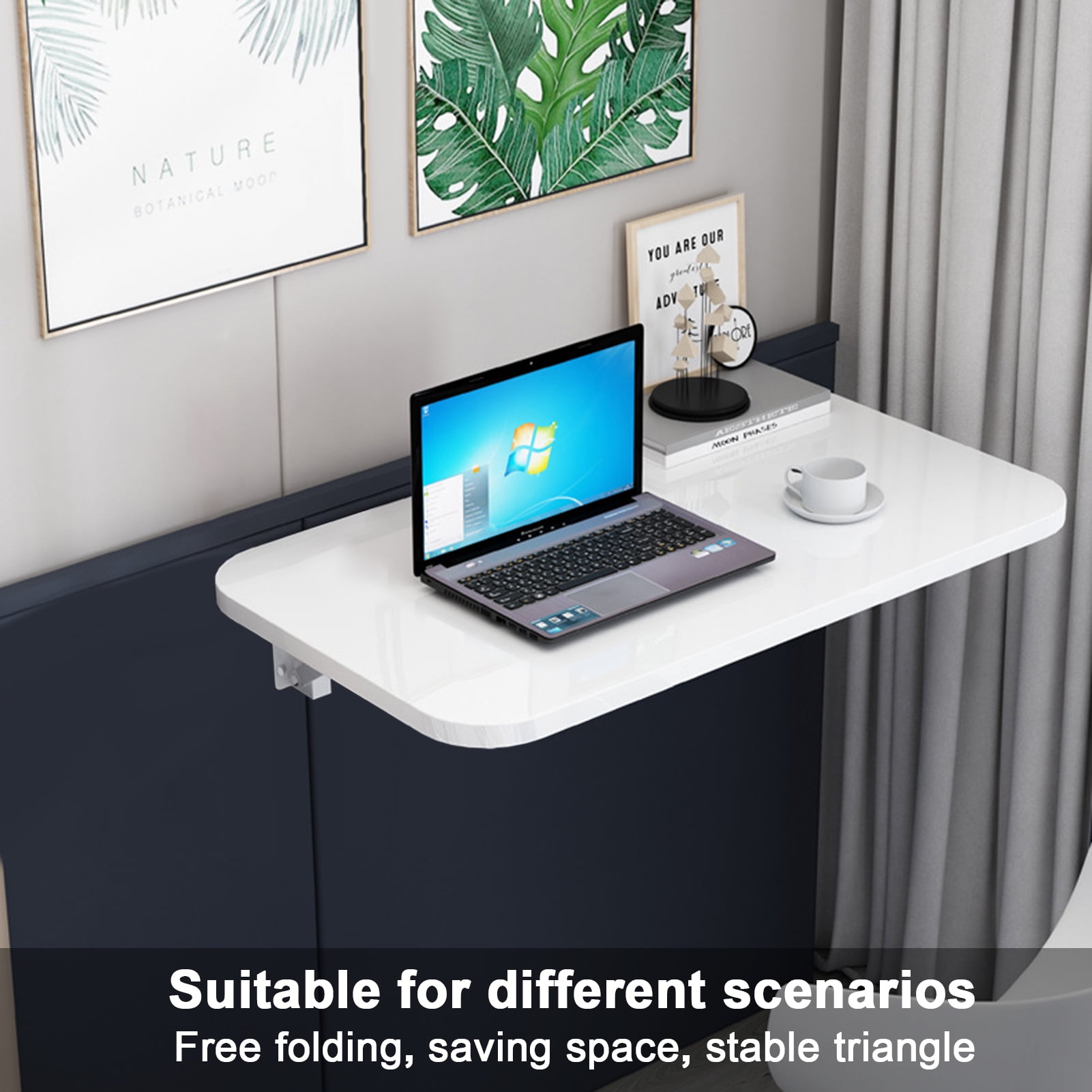 Anvazise Folding Wall Desk, Wall Mounted Folding Table with Heavy-Duty ...
