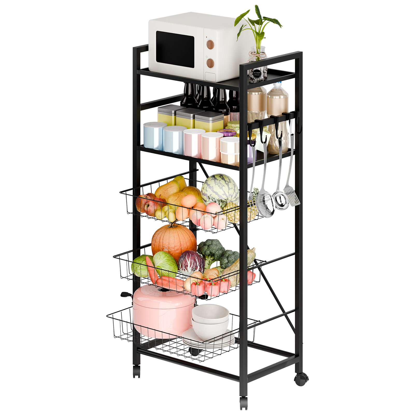 Anvazise Fruit Vegetable Storage Basket, 5 Tier Stackable Metal Wire ...