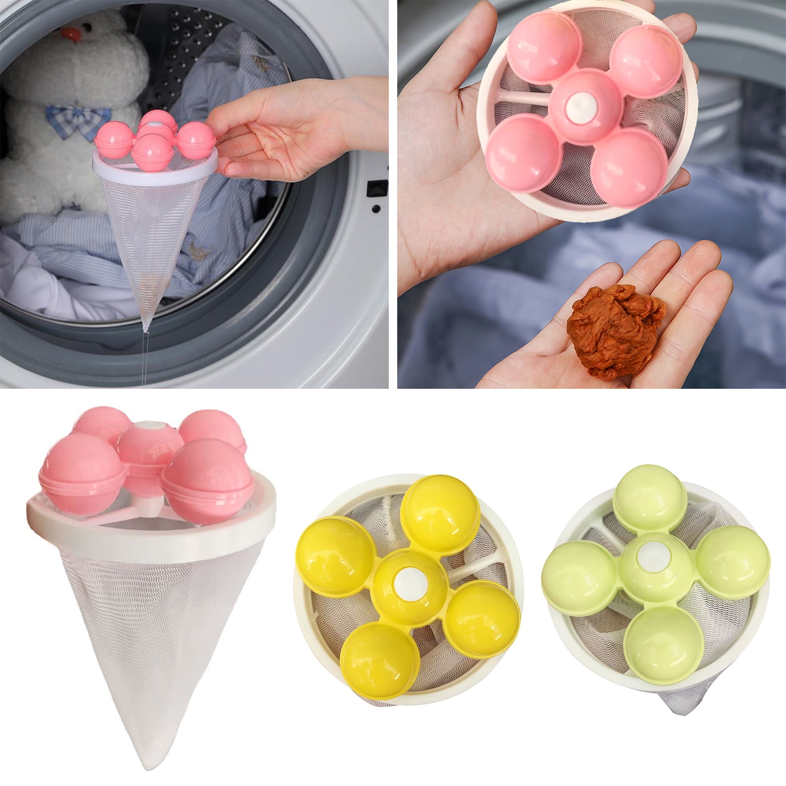 Anvazise Hair Lint Catcher,Washer Lint Catcher with Mesh Bag Reusable ...