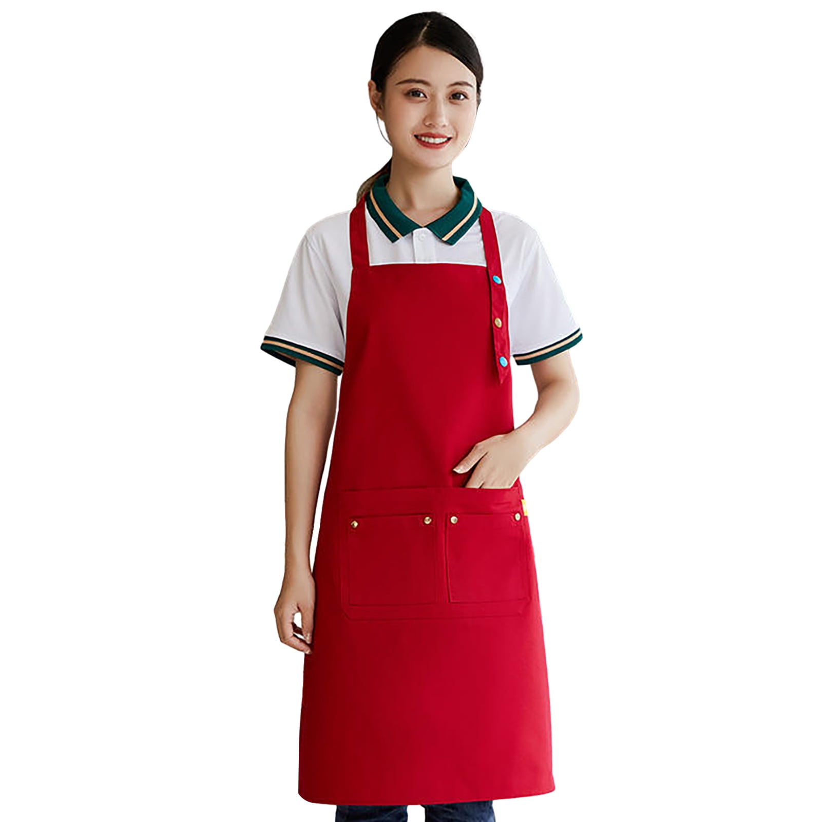 Anvazise Kitchen Apron Adjustable Halter Neck Length Multi Pockets ...