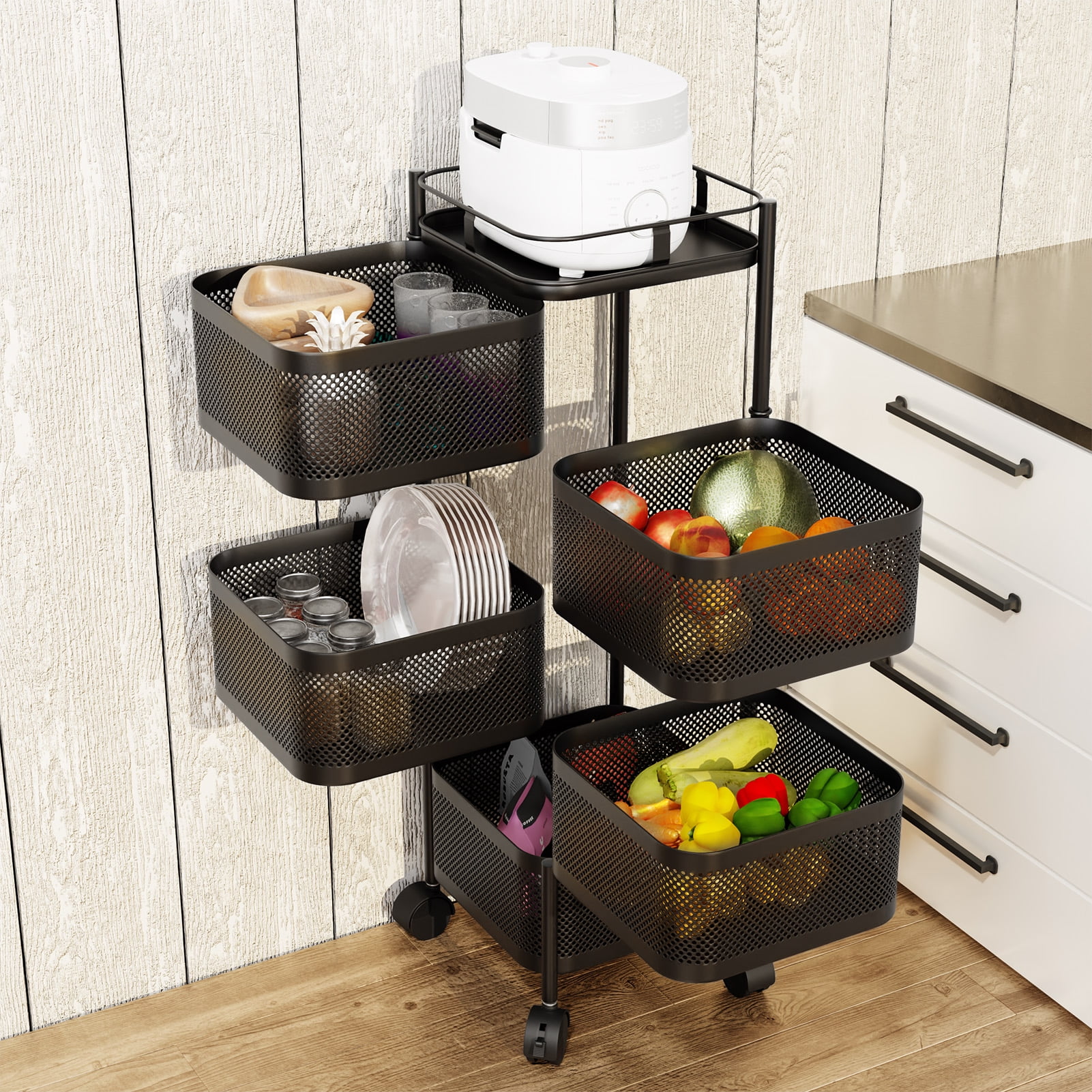 Anvazise Anvazise Kitchen Storage Cart, 5-Layer Kitchen Trolley on ...