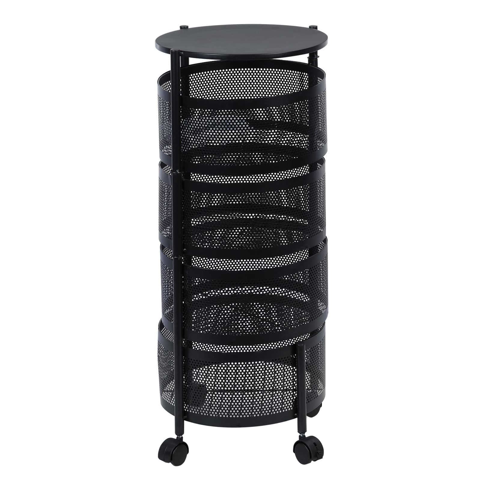 Anvazise Kitchen Storage Cart, 5 Tier Circular Rotating Basket, Large ...