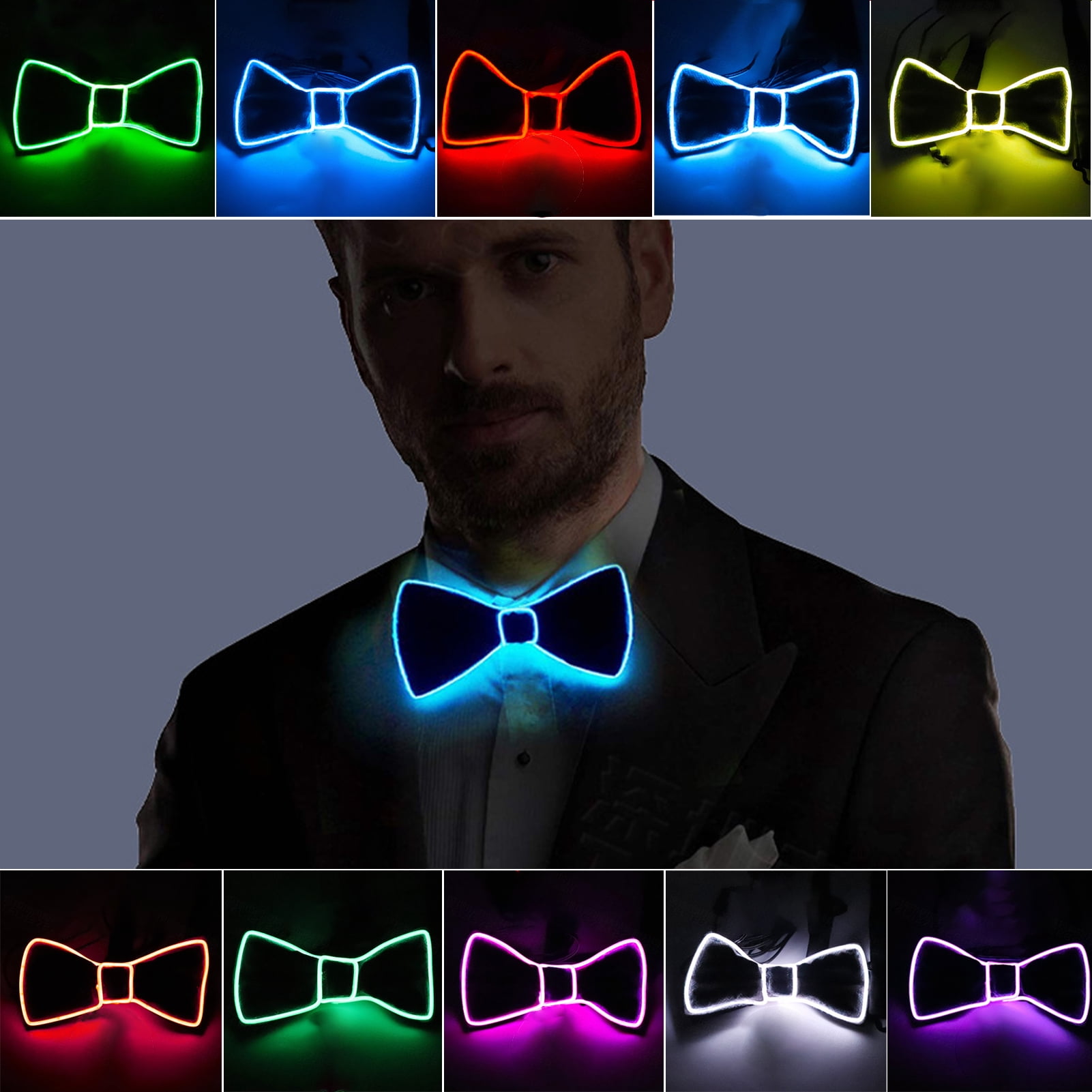 Anvazise LED Light Up Bow Tie with Flashing Modes Adjustable Long ...