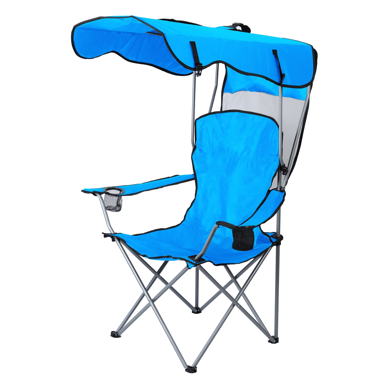 Anvazise Lawn Chair, Camping Chair with Canopy Shade, Portable Folding ...