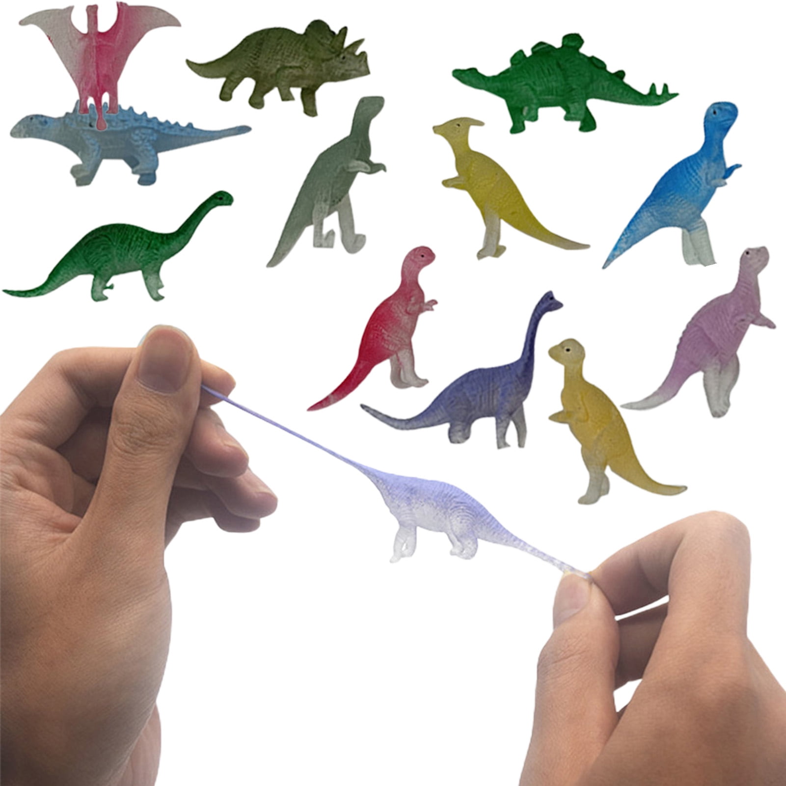Anvazise Mini Dinosaur Toy Soft TPR Stretchable Colorful Miniature ...