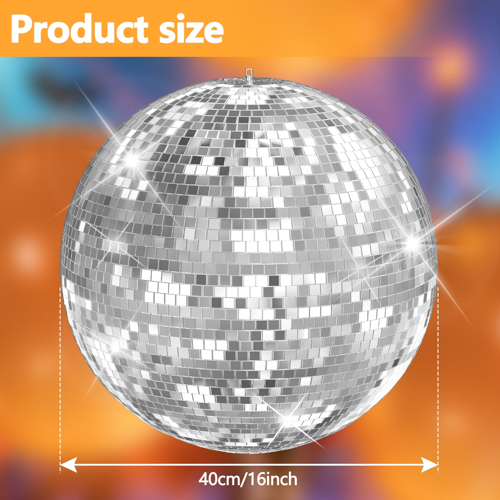 Anvazise Mirror Disco Ball,16-Inch Silver Hanging USB Powered Disco ...