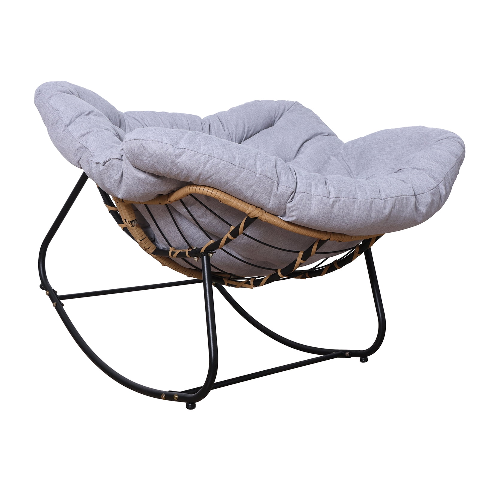 Anvazise Outdoor Rattan Rocking Chair, Patio Comfy Reading Chair with ...