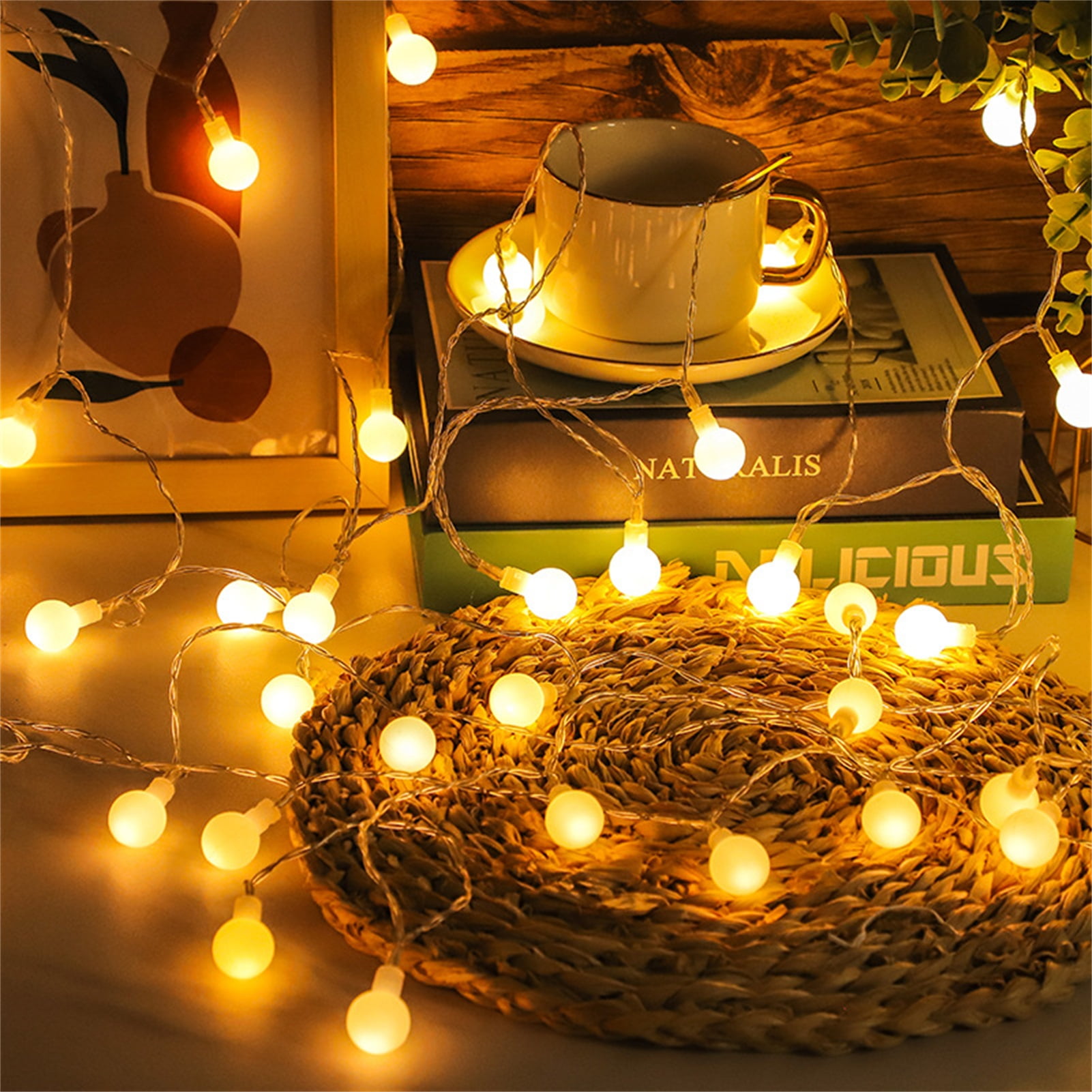 Anvazise Outdoor String Lights Waterproof Battery-Powered Glare Free ...