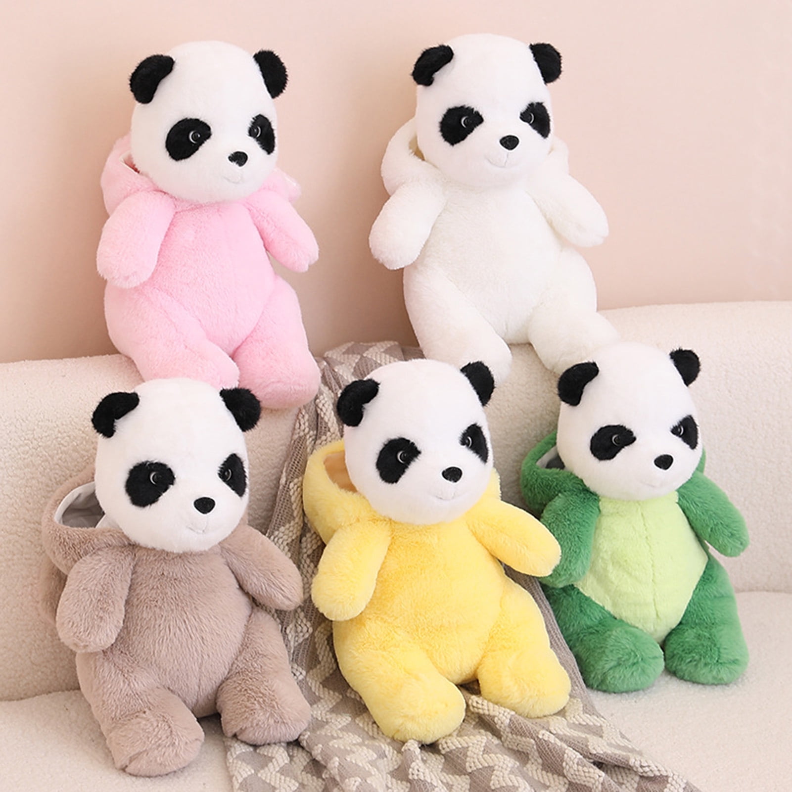 Anvazise Panda Plush Doll Sitting Duck Chick Dinosaur Rabbit Pig Cosplay Removable Hat 3D Eyes ...