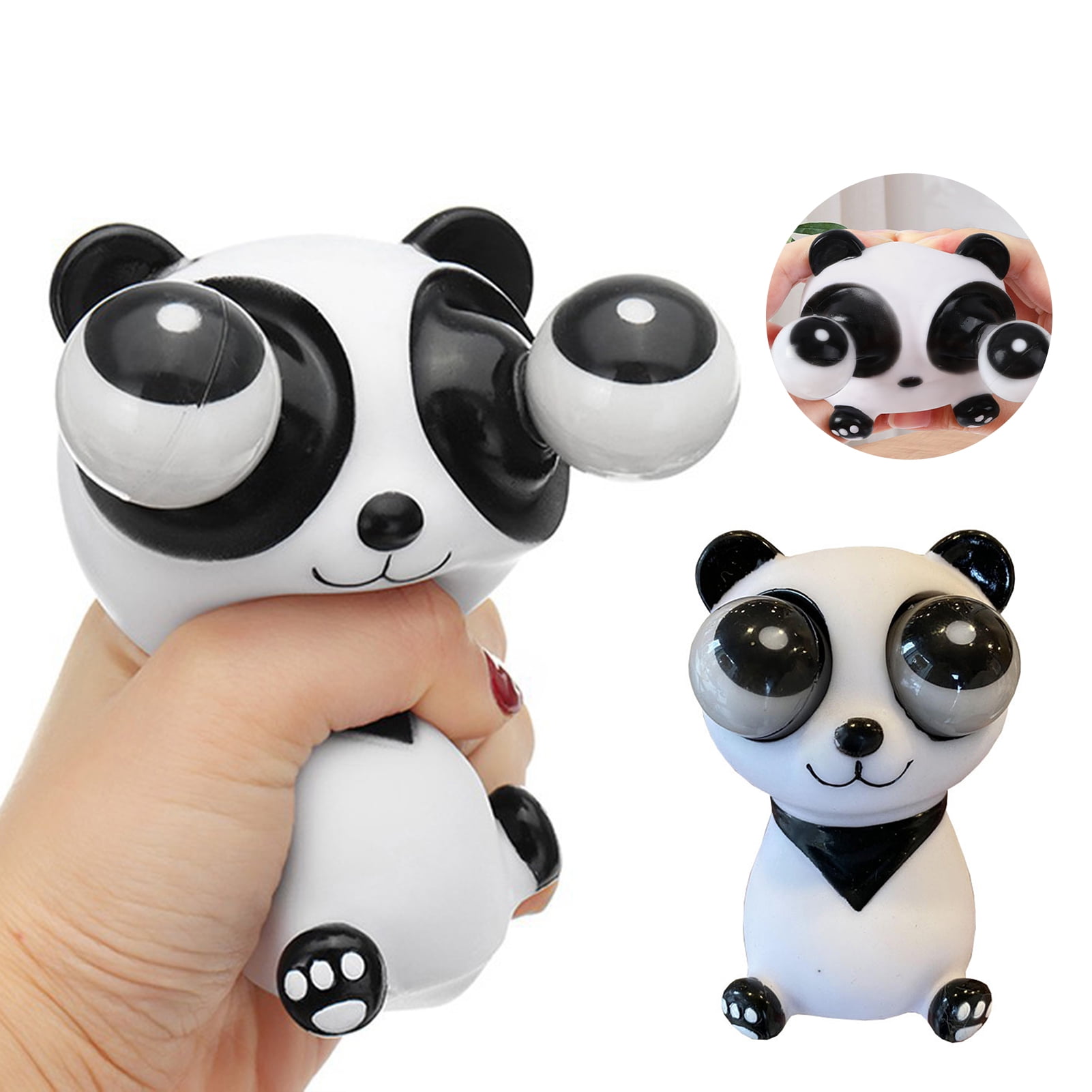 Anvazise Panda Squishes Toy Popping Rotatable Eyes Funny Soft TPR Stress Relief Trick Prop ...