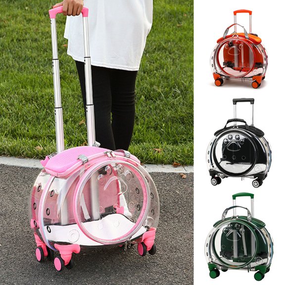 VETRESKA Large Pet Trolley Case, Hard Cat Carrier with 2 Mats for ...