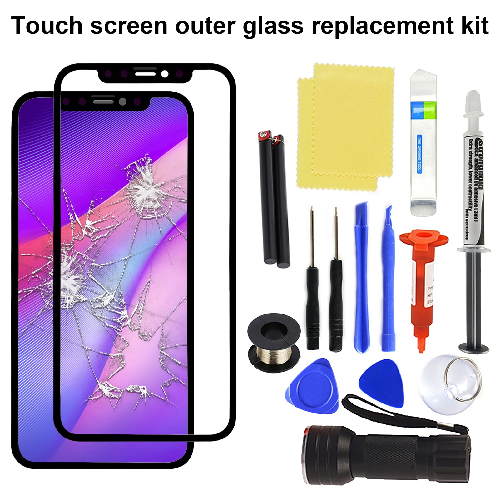 Anvazise Phone Replacement Front Outer Glass Lens Repair Tools Kit for ...