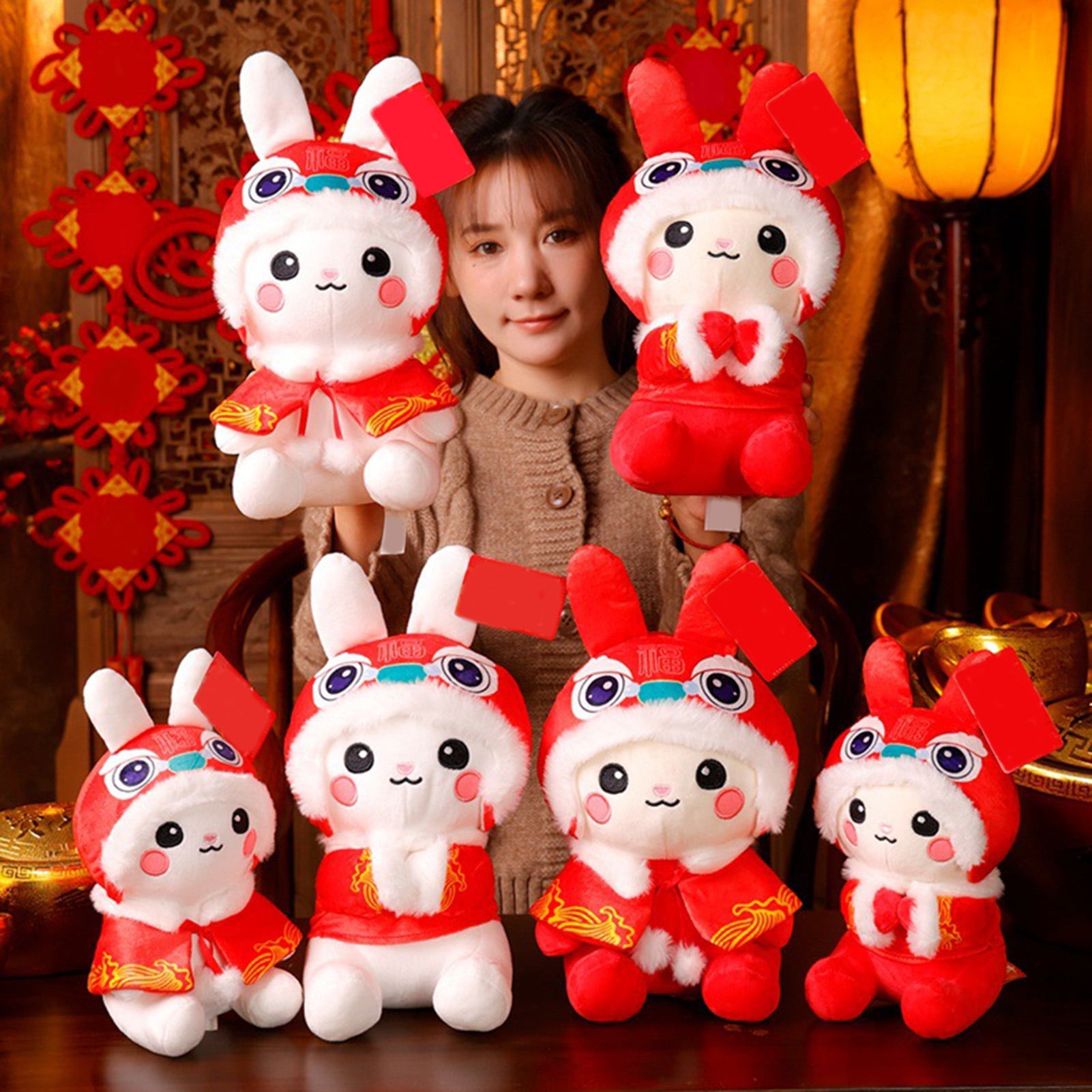 Anvazise Rabbit Plush Toy Festive Cartoon Realistic Animal Shape ...