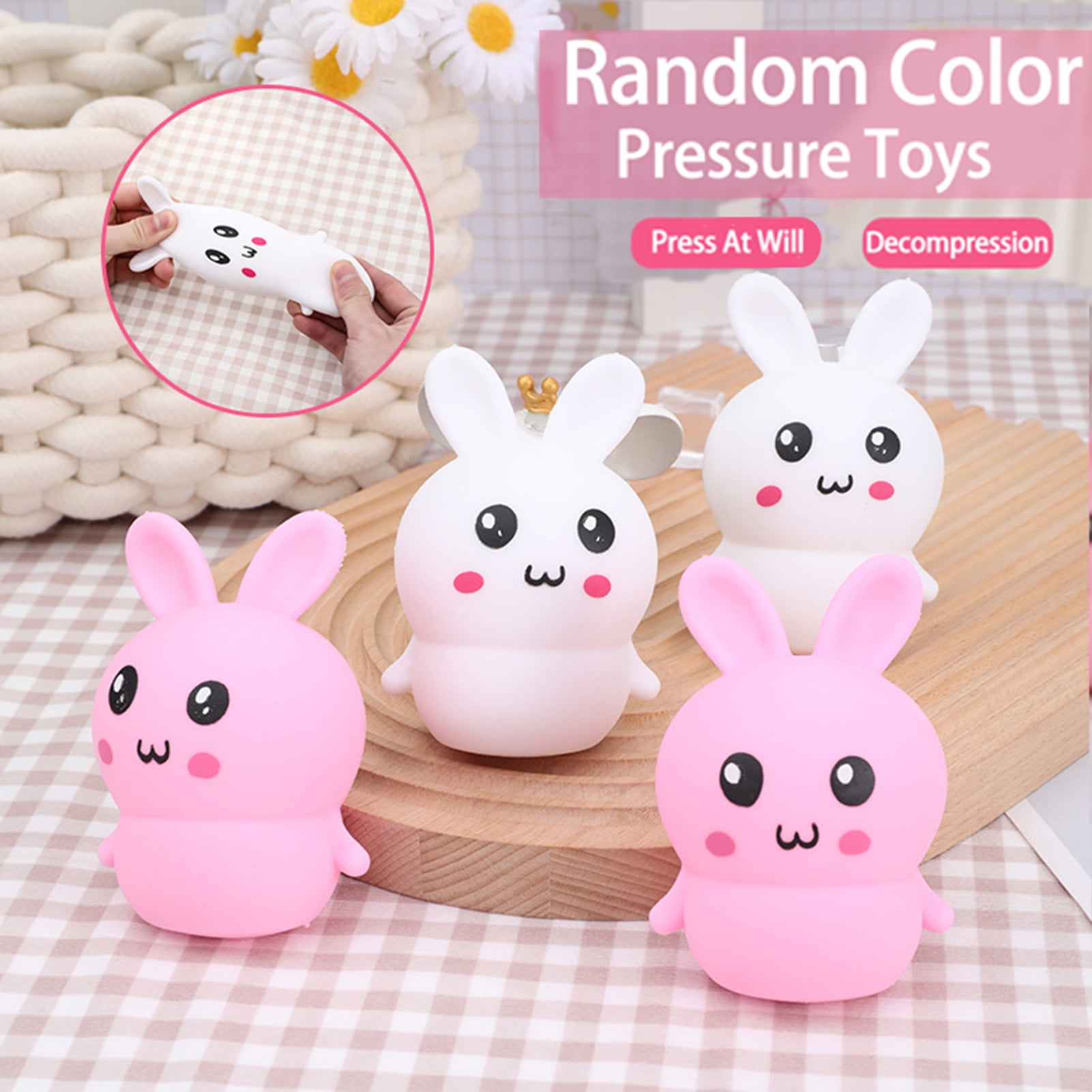 Anvazise Rabbit Squeeze Toy Soft TPR Lovely Bunny Doll Anti-stress ...