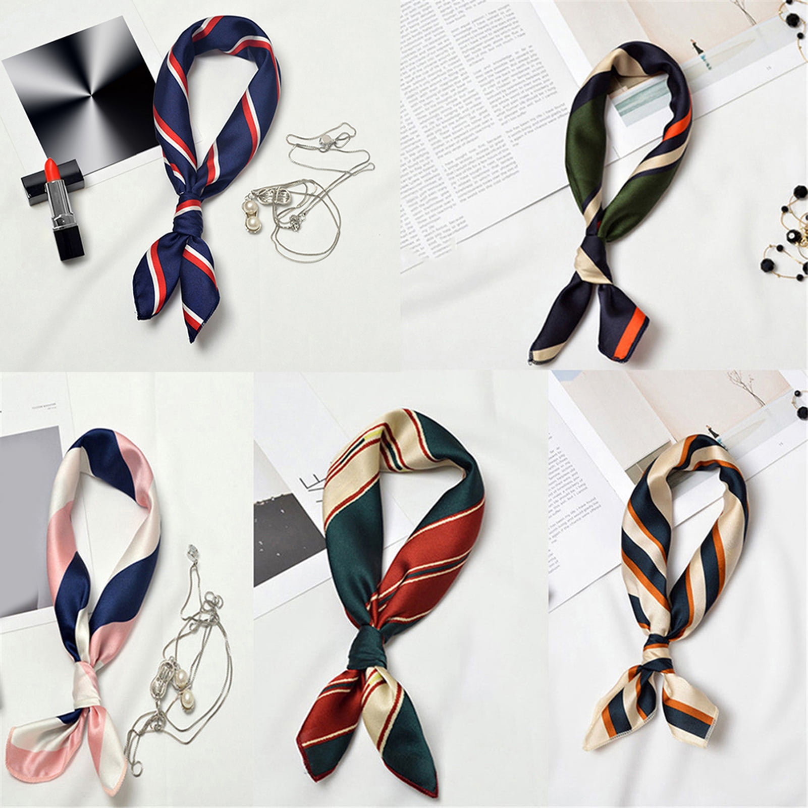 Anvazise Scarf Stylish Elegant Stripe Pattern Fashion Neckerchief for ...