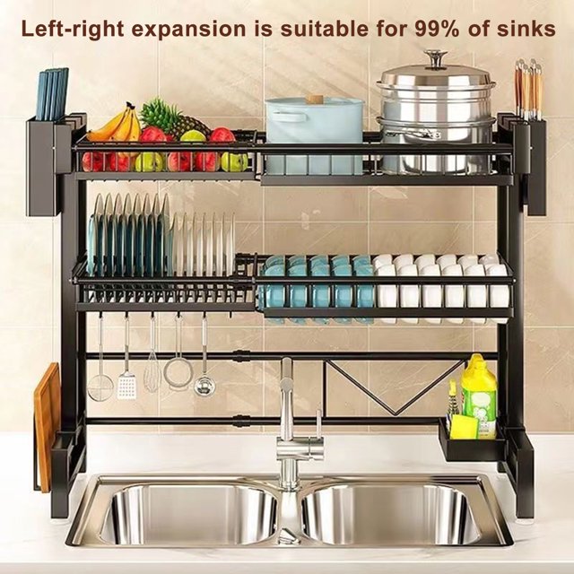 Anvazise Over The Sink Dish Drying Rack, Telescopic, 2 Tier Large ...