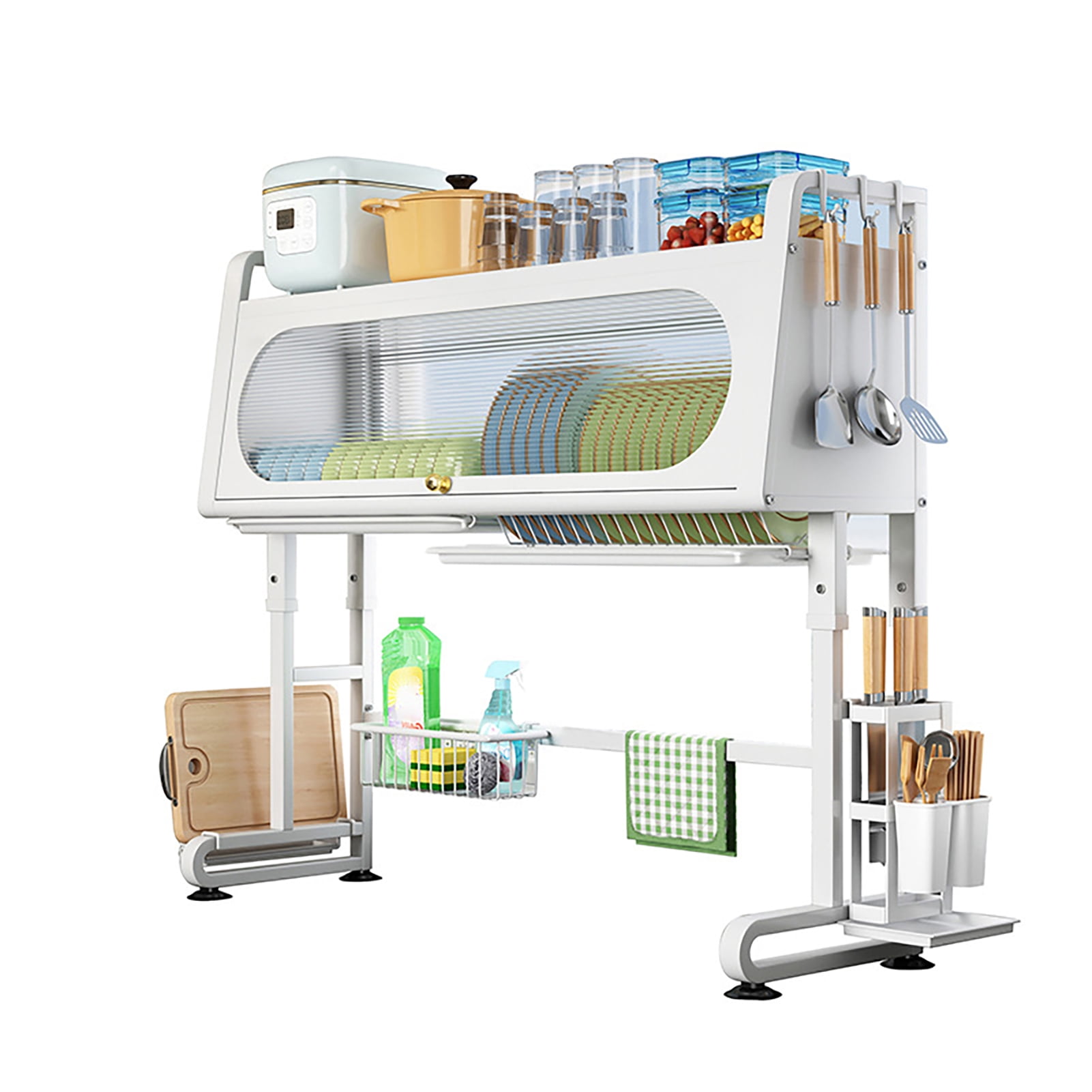 Anvazise Sink Rack Over-Sink Dish Drying Rack with Cover Height ...