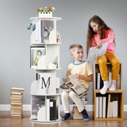 "Bimiti 5-Tier Rotating PVC Bookshelf, 20 Shelves Book Tower, Spinning ...