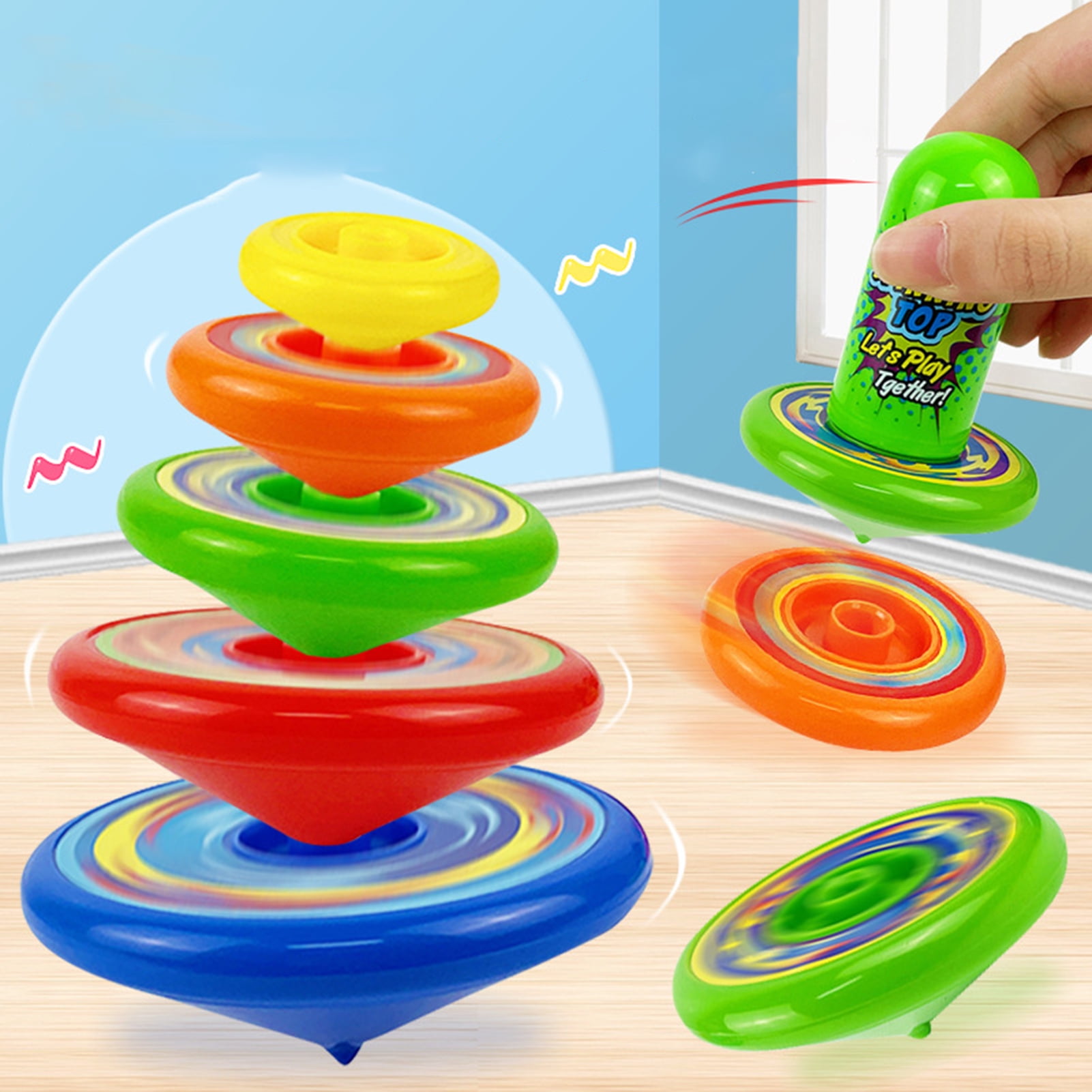 Anvazise Spinning Top Toy with Launcher Pocket-sized Multi-layer ...