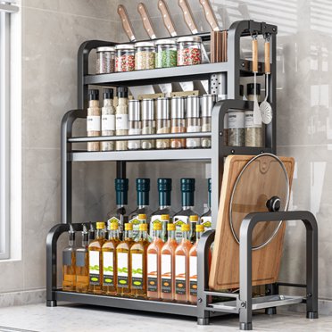 VEVOR Expandable Spice Rack, 13.8"-23.6" Adjustable, 2-Tier Stainless ...