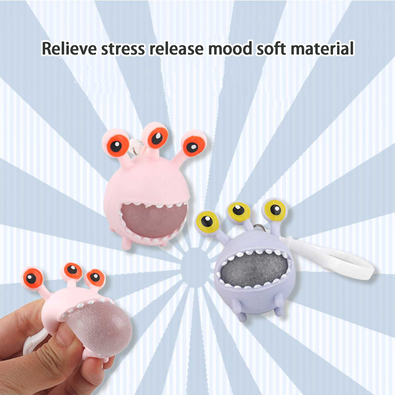 Anvazise Stress Relief Toy Quick Recovery Three-eyed Monsters Doll ...