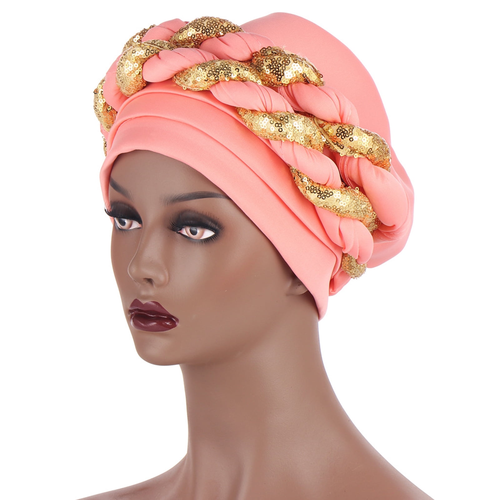 Anvazise Turban Space Layer Soft-touching Women Sequins Elements Twist ...