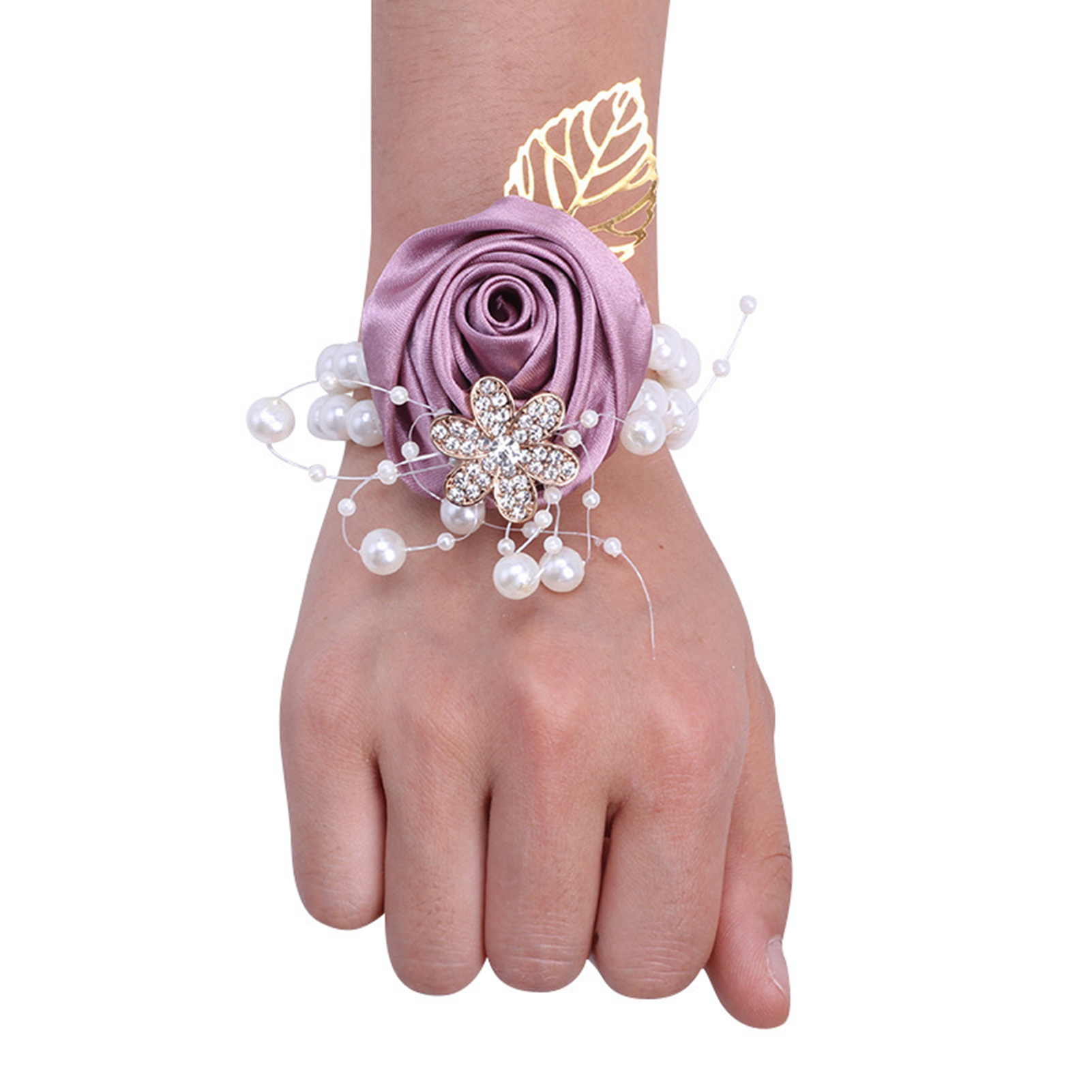 Anvazise Wrist Corsage with Faux Pearl Chain Romantic Realistic Elegant ...