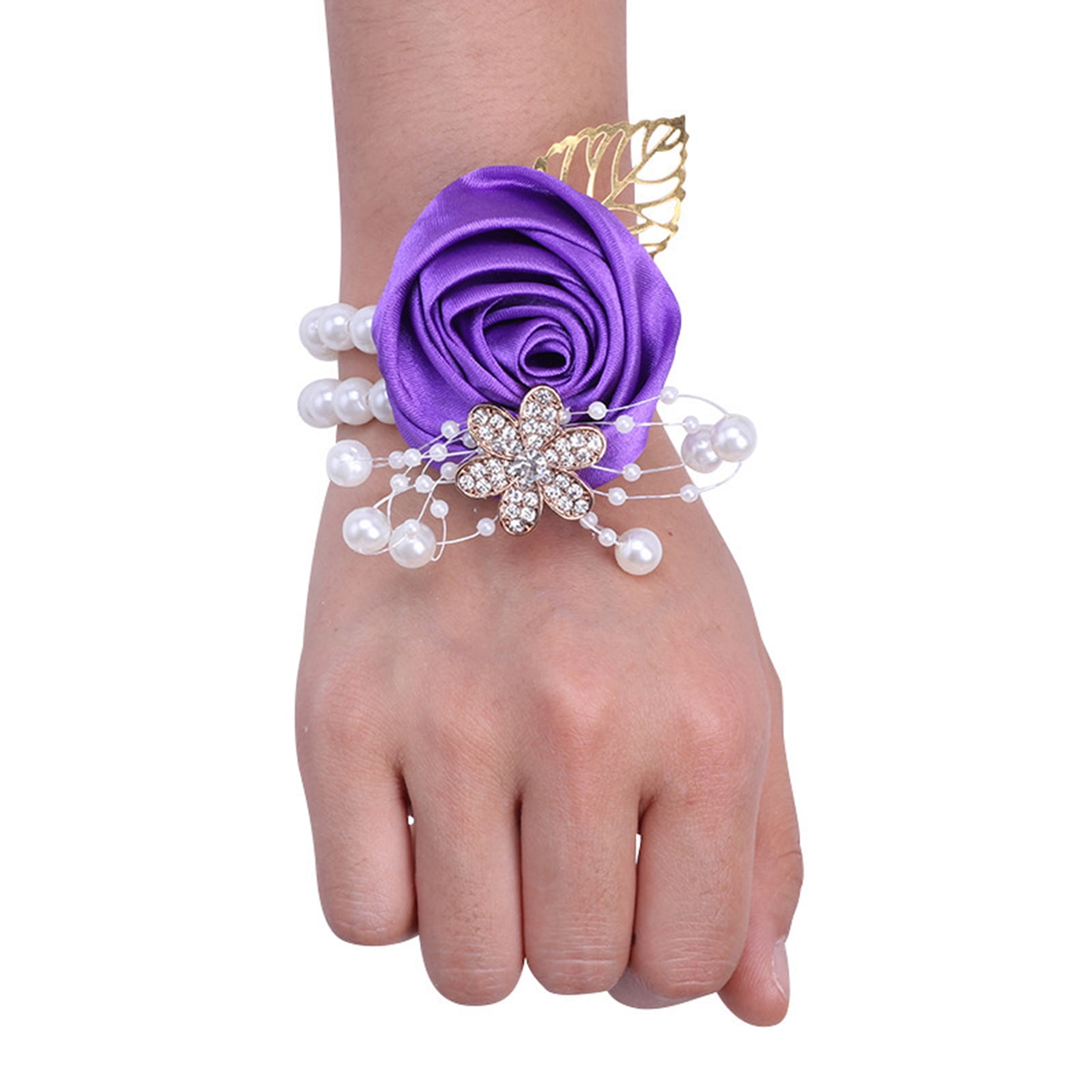 Anvazise Wrist Corsage with Faux Pearl Chain Romantic Realistic Elegant ...