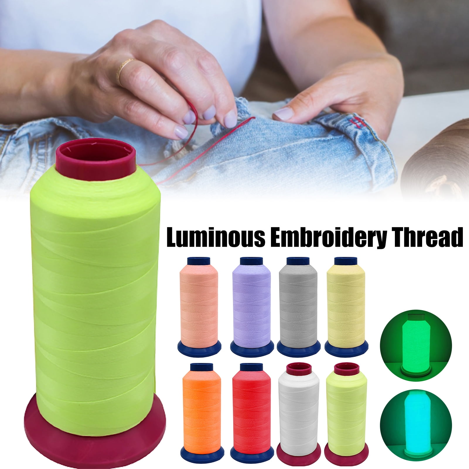 Anvazise Yard Luminous Sewing Line Reble Flexible Needlework Glow in ...