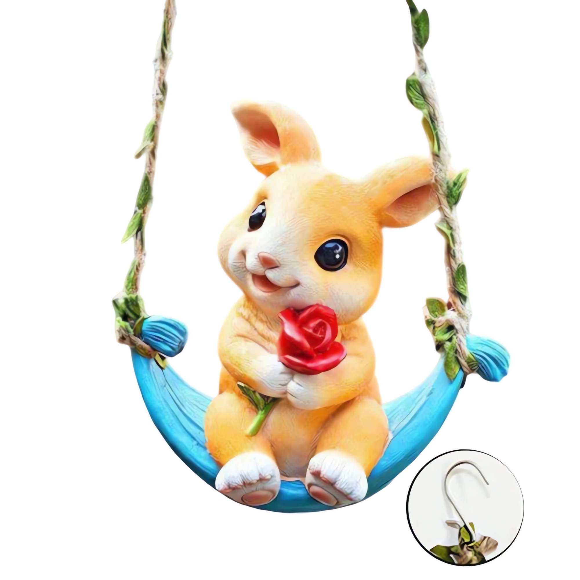 Anvia Reinforced SwingRabbit Garden Statue, Outdoor Decorwith Anti-Fade ...