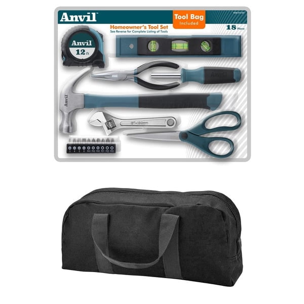 Anvil 18-pieces Homeowner's Tool Set Includes Tool Bag - Walmart.com