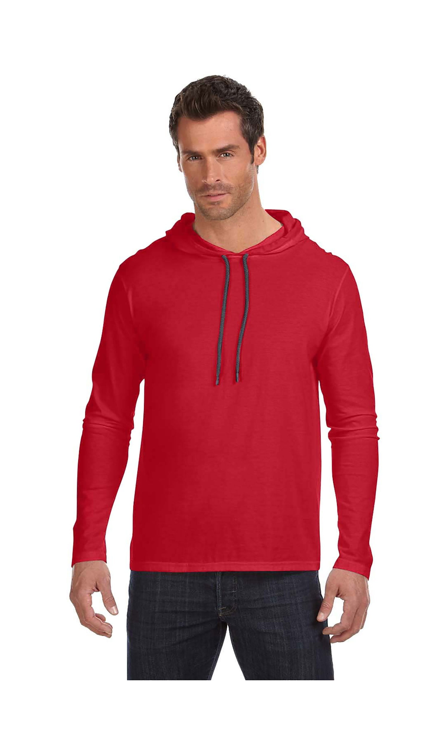 Anvil Adult Lightweight Long Sleeve Hooded Tee, Style 987 - Walmart.com